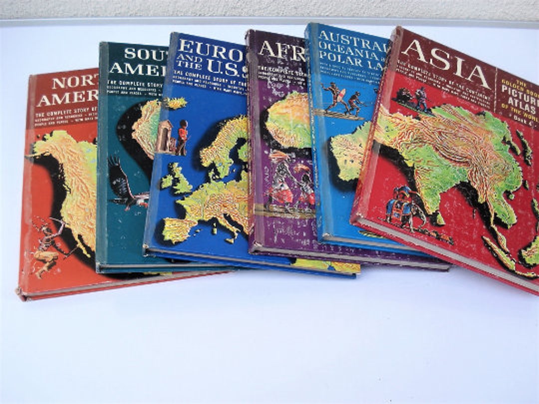 World Book Set "picture ATLAS of the World" 1960 Golden Book Picture ...