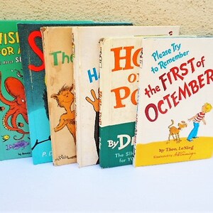 Vintage Dr. Seuss Book Stack: 5-book Set, Colorful Kids Decor - Etsy