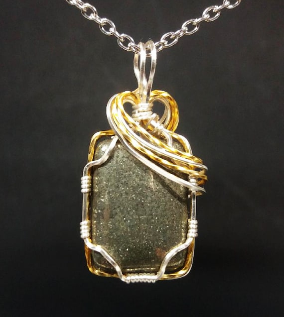 Wire Wrapped Pyrite Pendant - Etsy