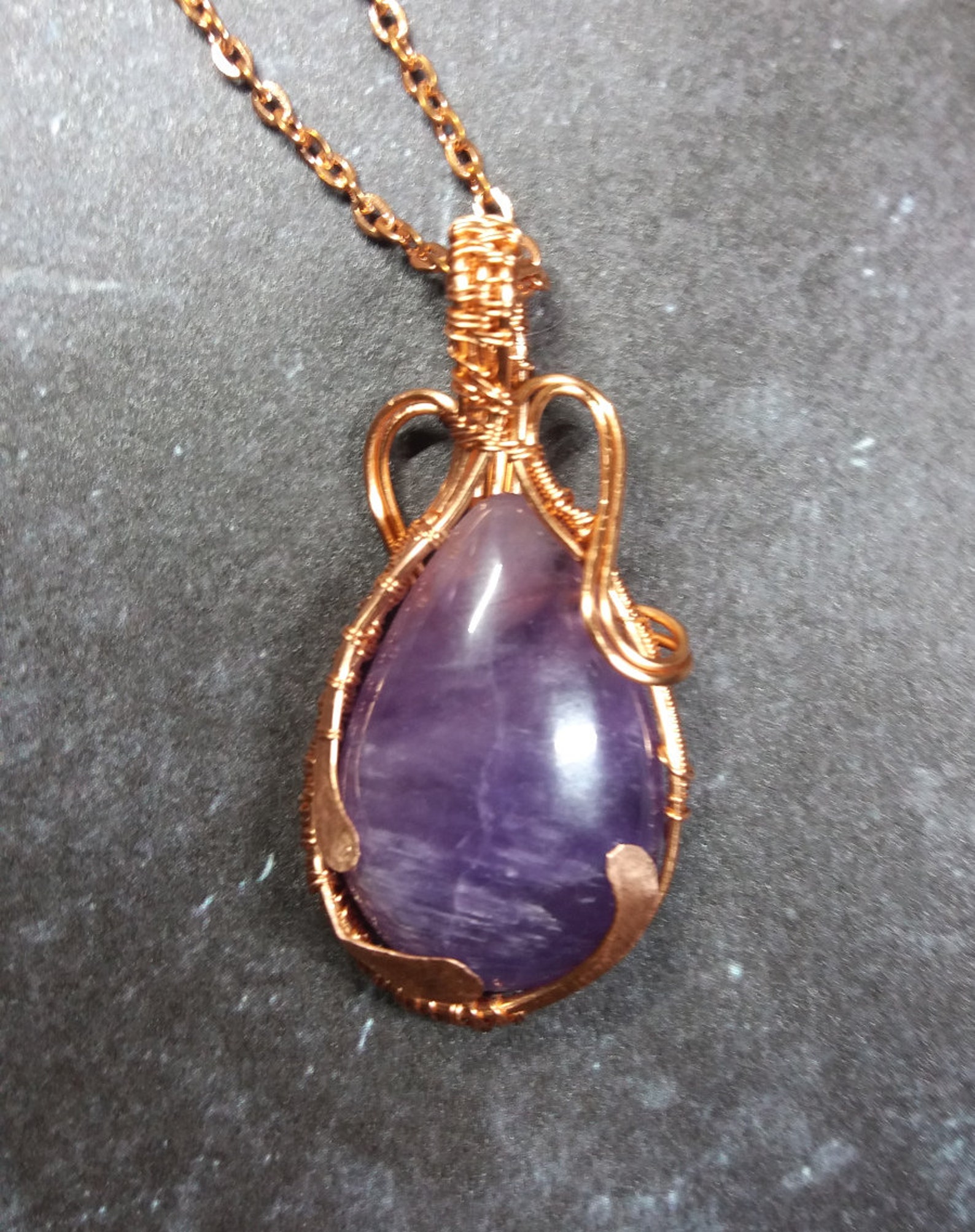 Wire Wrapped Amethyst Pendant With Woven Sides and Bail - Etsy