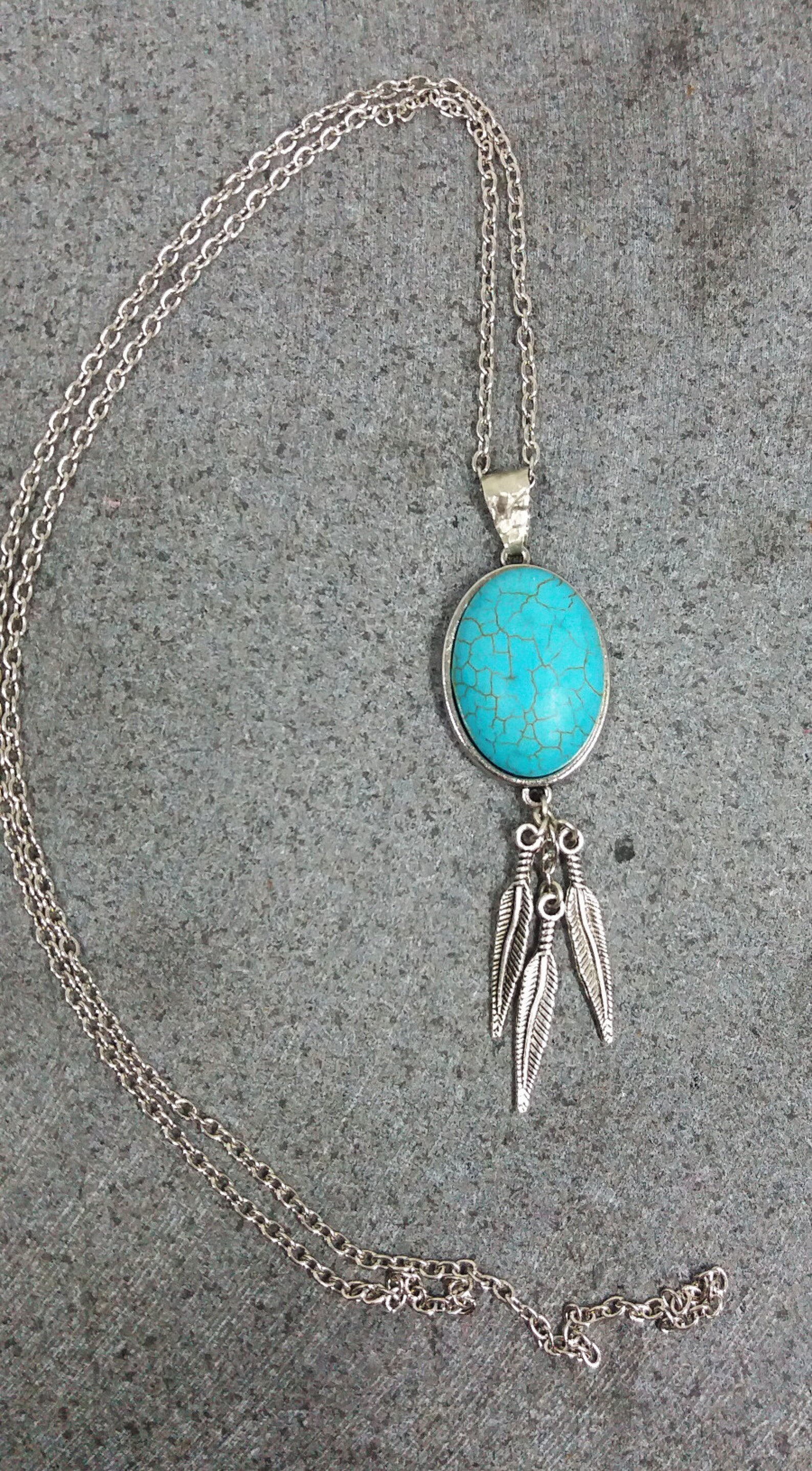 Turquoise Feather Pendant - Native American Style Jewelry - Etsy