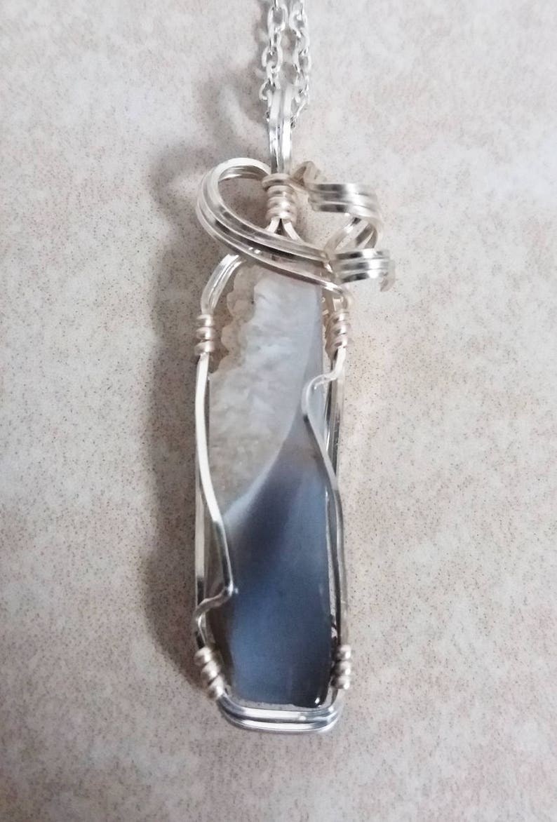 Wire Wrapped Agate Slice Point Pendant Beautiful Polished | Etsy