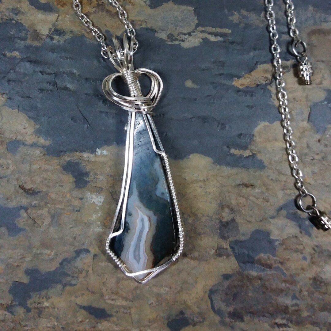 Wire Wrapped Agate Slice Pendant - Etsy