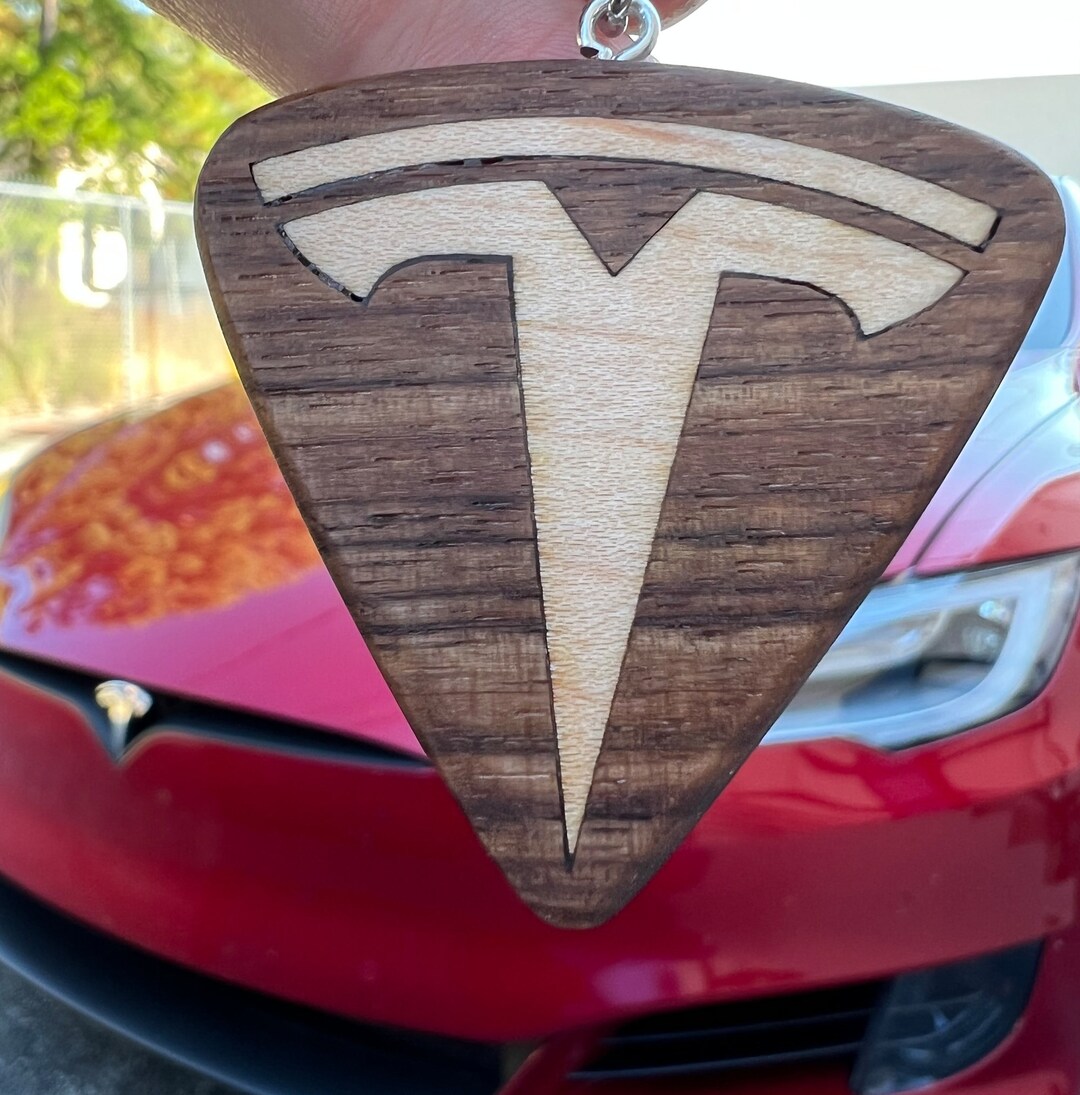 Handmade Tesla Logo Wooden Keychain. Solid Oak Wood With Maple Inlay ...