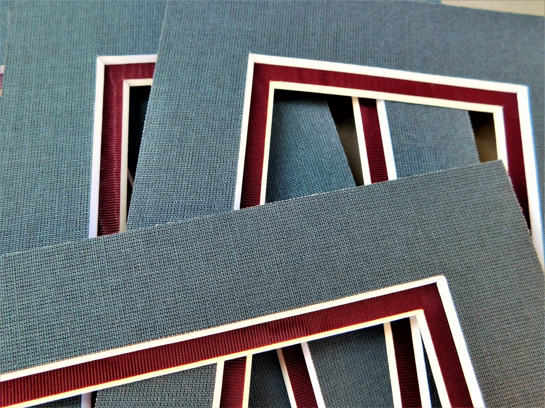 Five 5x7 White Core Fabric Mats, Gray/burgundy - Etsy