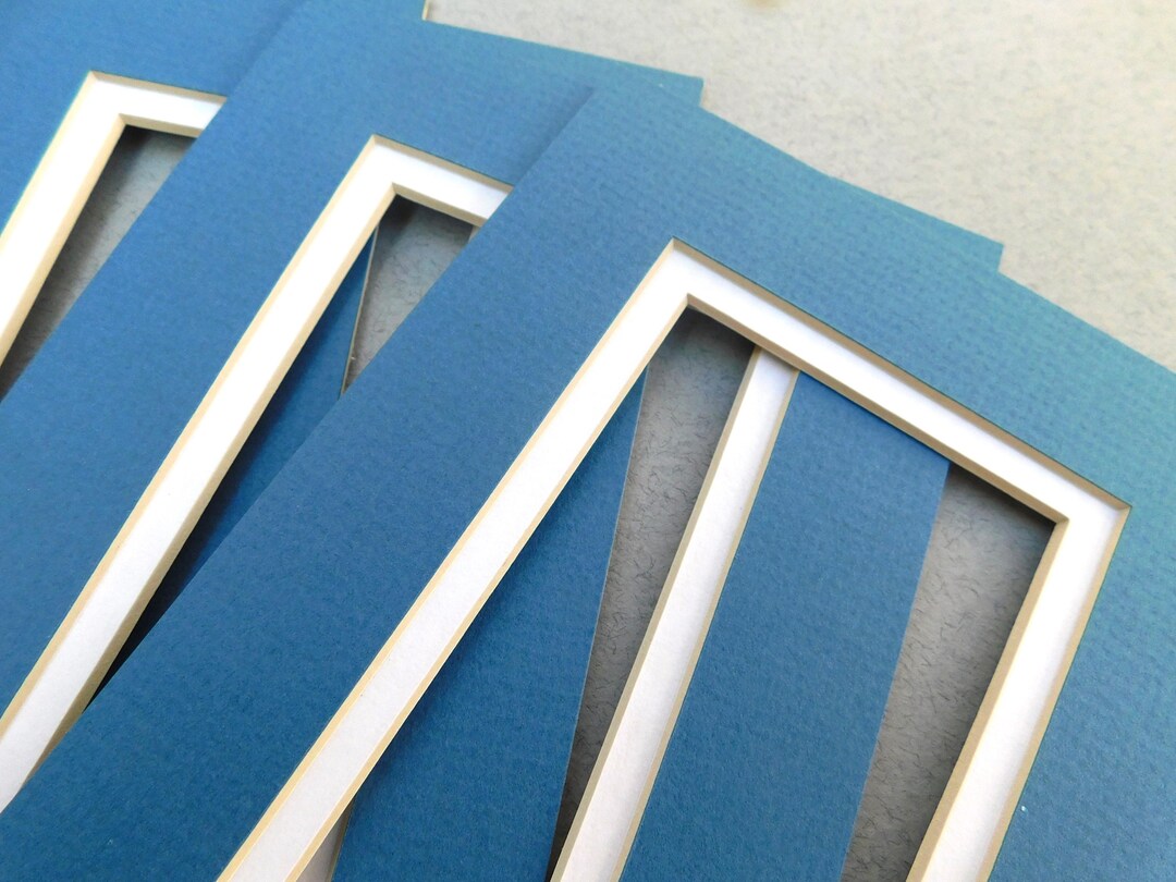 Four 5x7 Blue/ White Picture Mats, Regular Core - Etsy
