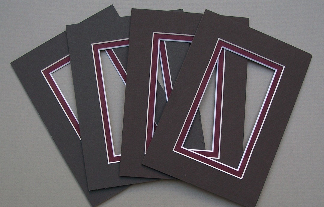Four 5x7 Double White Core Picture Mats, Dark Brown and Wine - Etsy