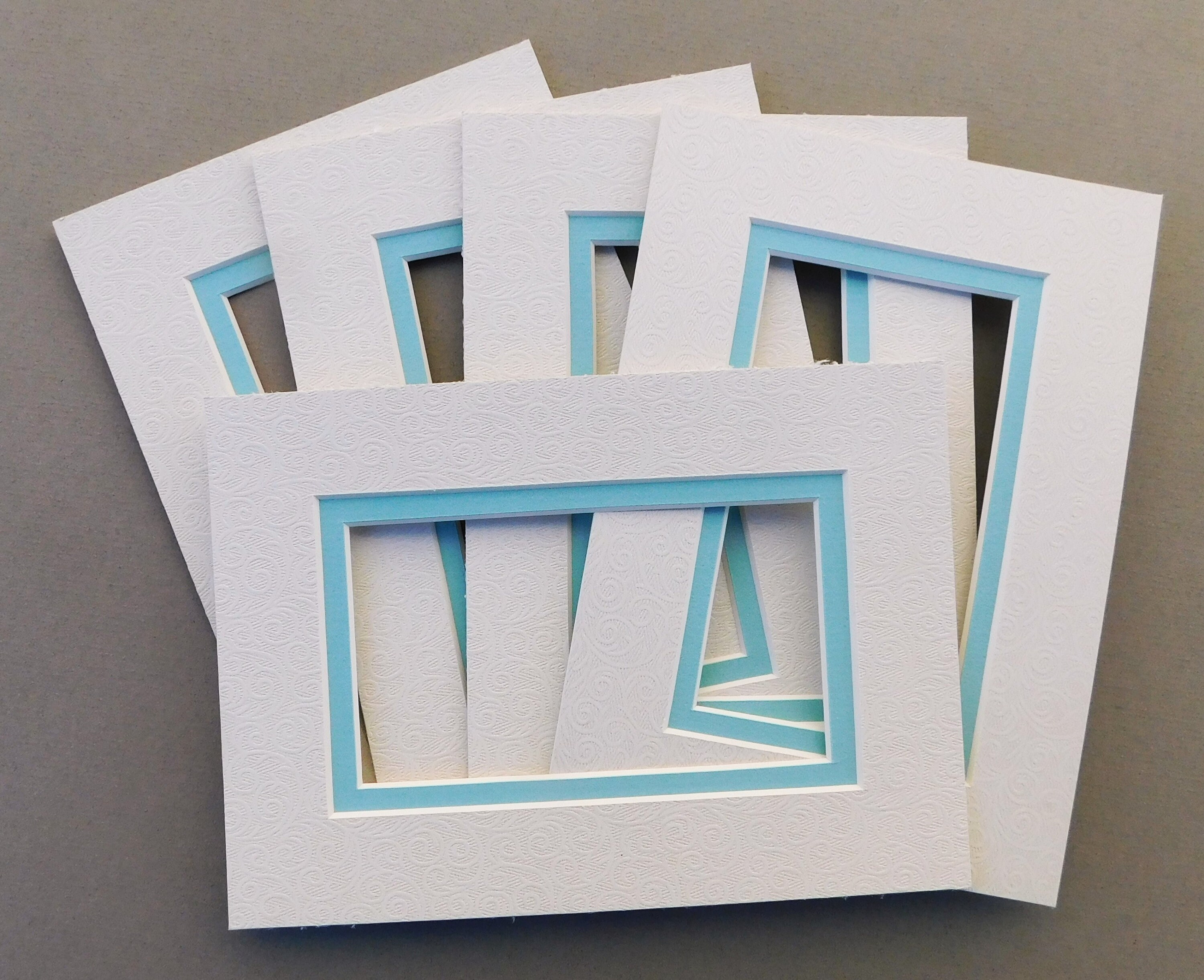 Five 5x7 White Core Picture Mats, Ivory/light Blue - Etsy