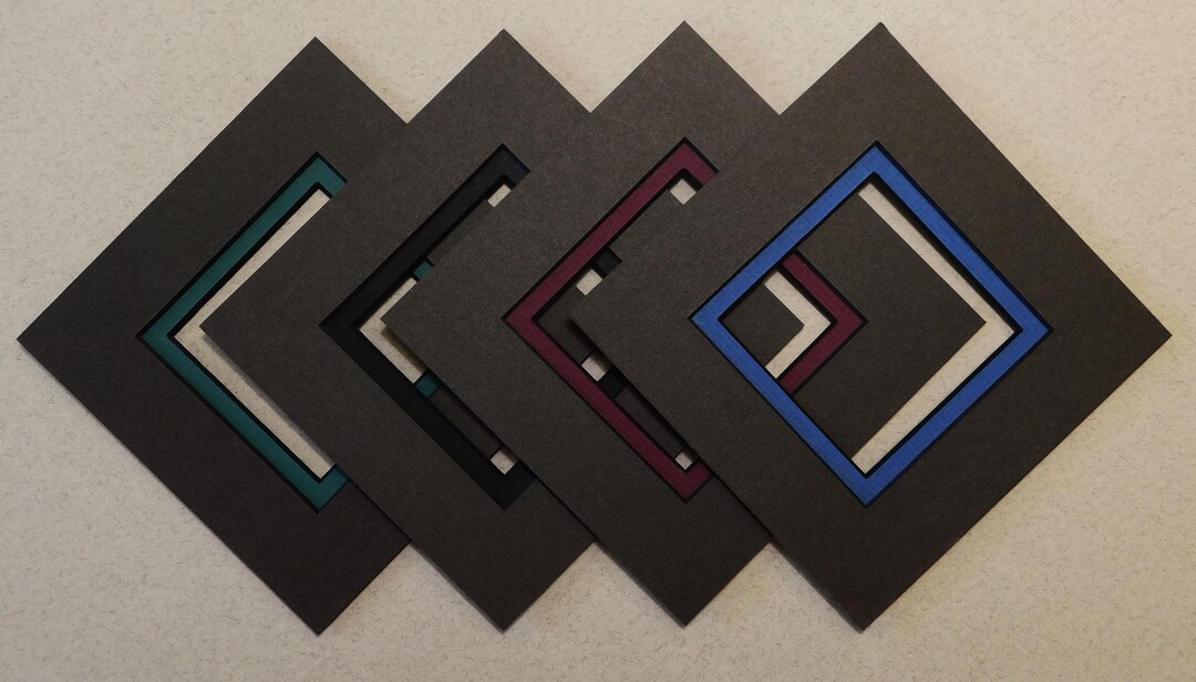 Four 5x5 Picture Mats, Dk Grey/assorted - Etsy