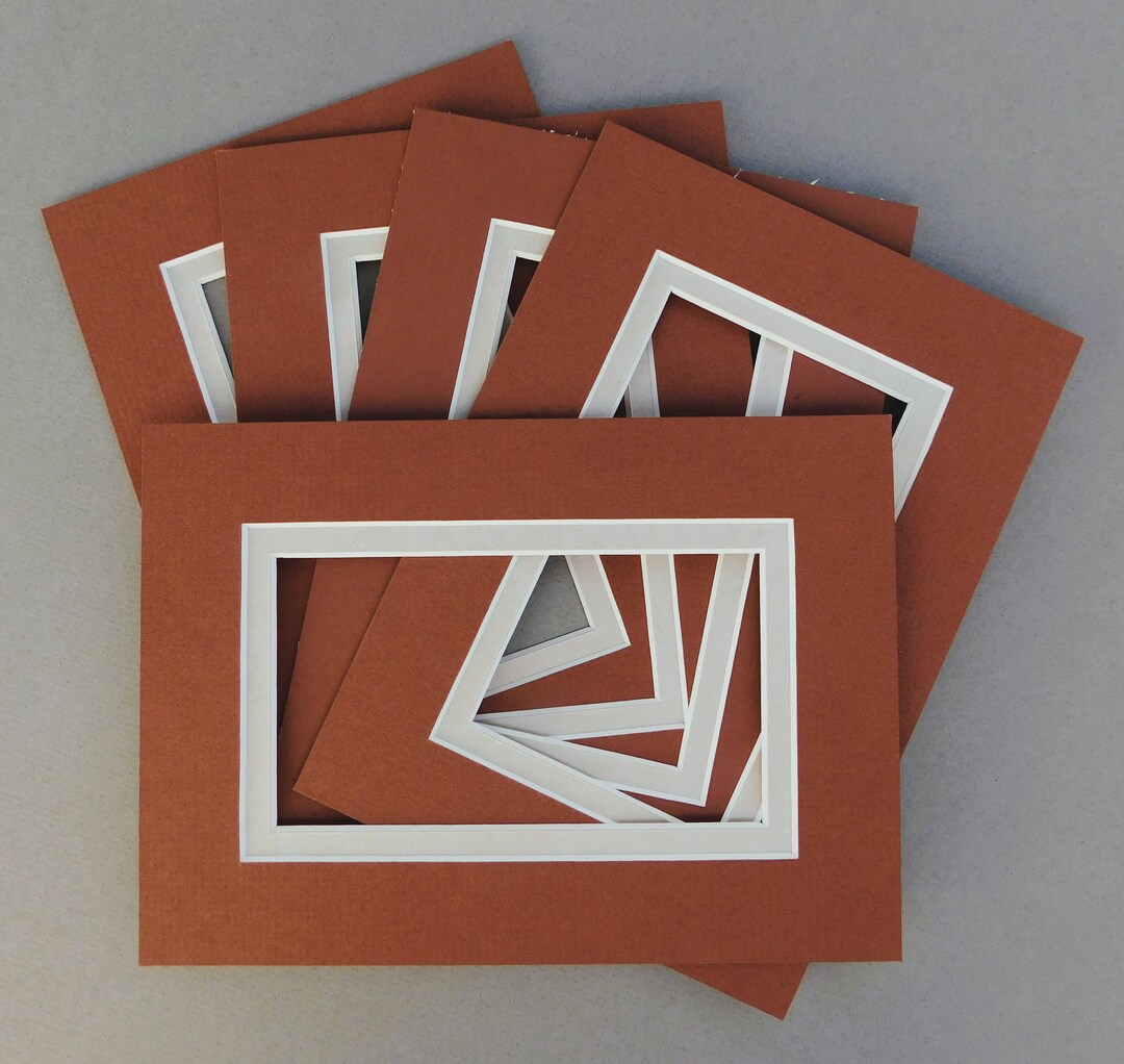 Five 5x7 White Core Picture Mats, Rust/beige - Etsy