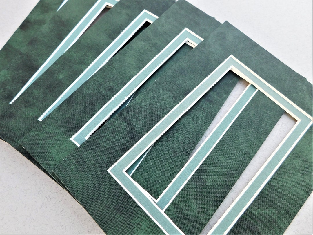 Five 5x7 White Core Picture Mats, Green/green - Etsy