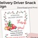 PRINTABLE Delivery Driver Snack Sign| Instant Download| Thank You ...