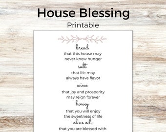 Housewarming Printable House Blessing Printable Bread, Salt, Wine New ...
