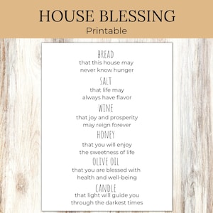 Housewarming Printable| House Blessing Printable| Bread, Salt, Wine ...
