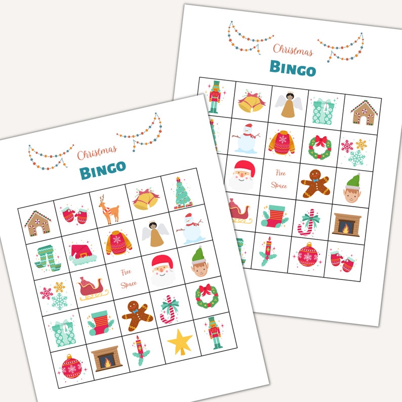 Christmas Bingo Game Printable| 20 Different Cards| Instant Download ...