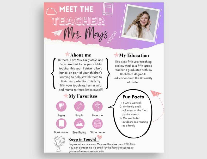 Meet the Teacher Template| About Me Back to School Flyer| Back to ...