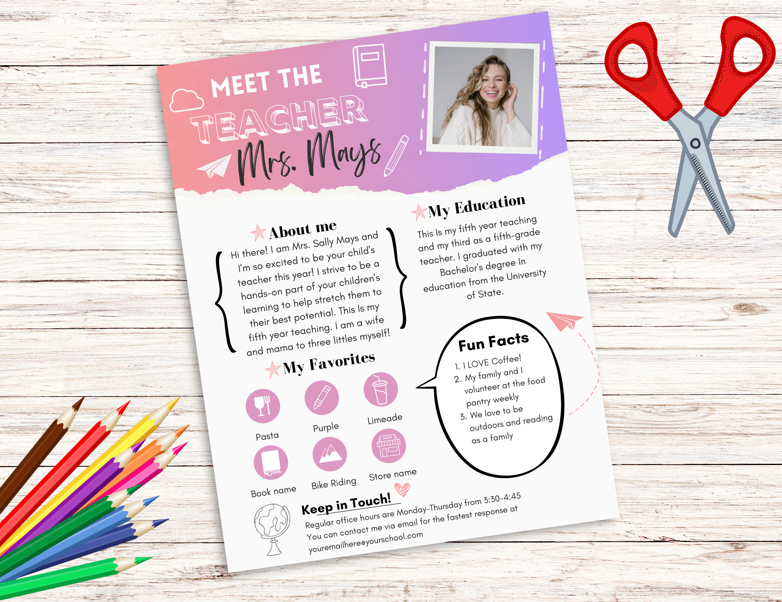 Meet the Teacher Template About Me Back to School Flyer Back to School ...