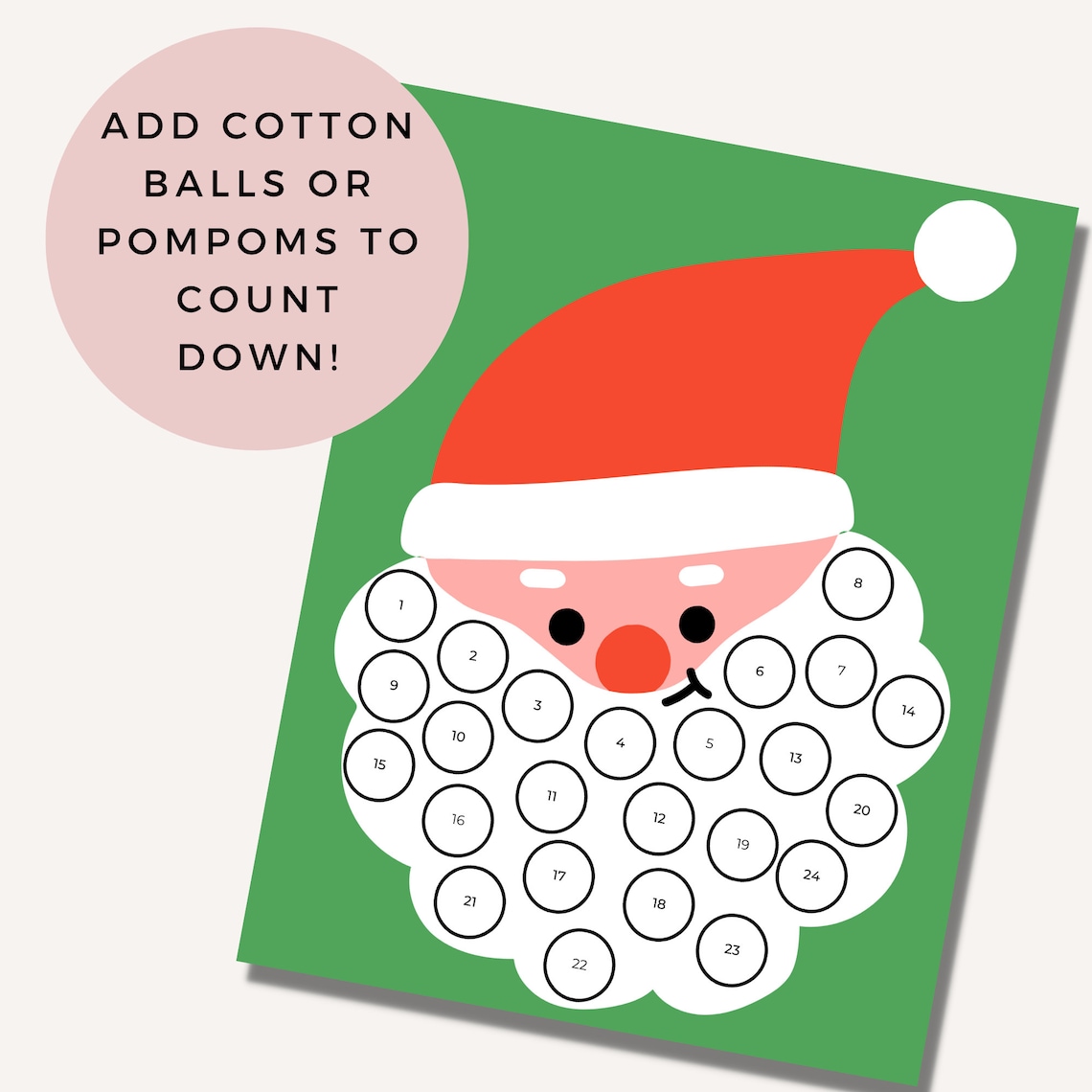 Santa Beard Christmas Countdown| Printable Advent Calendar| Countdown ...