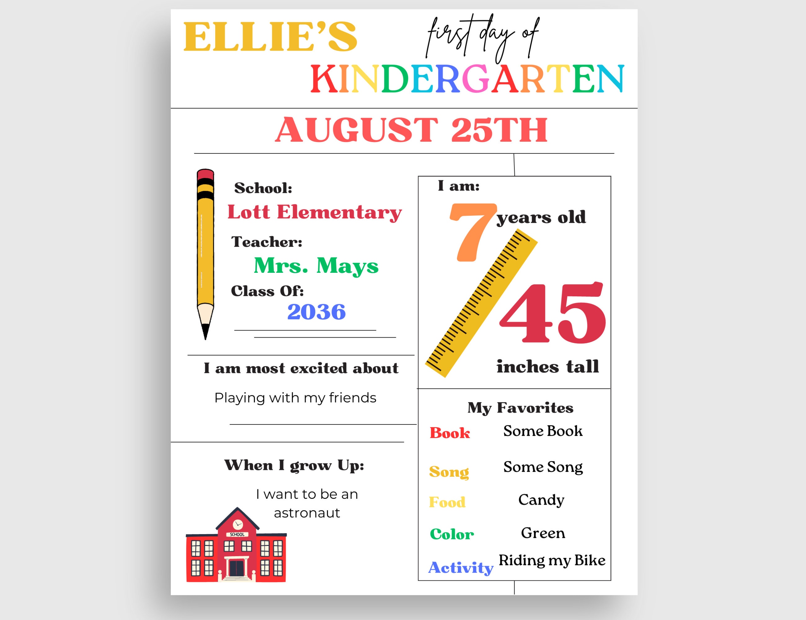 First and Last Day of School Printable Sign | Editable Kids Back to ...