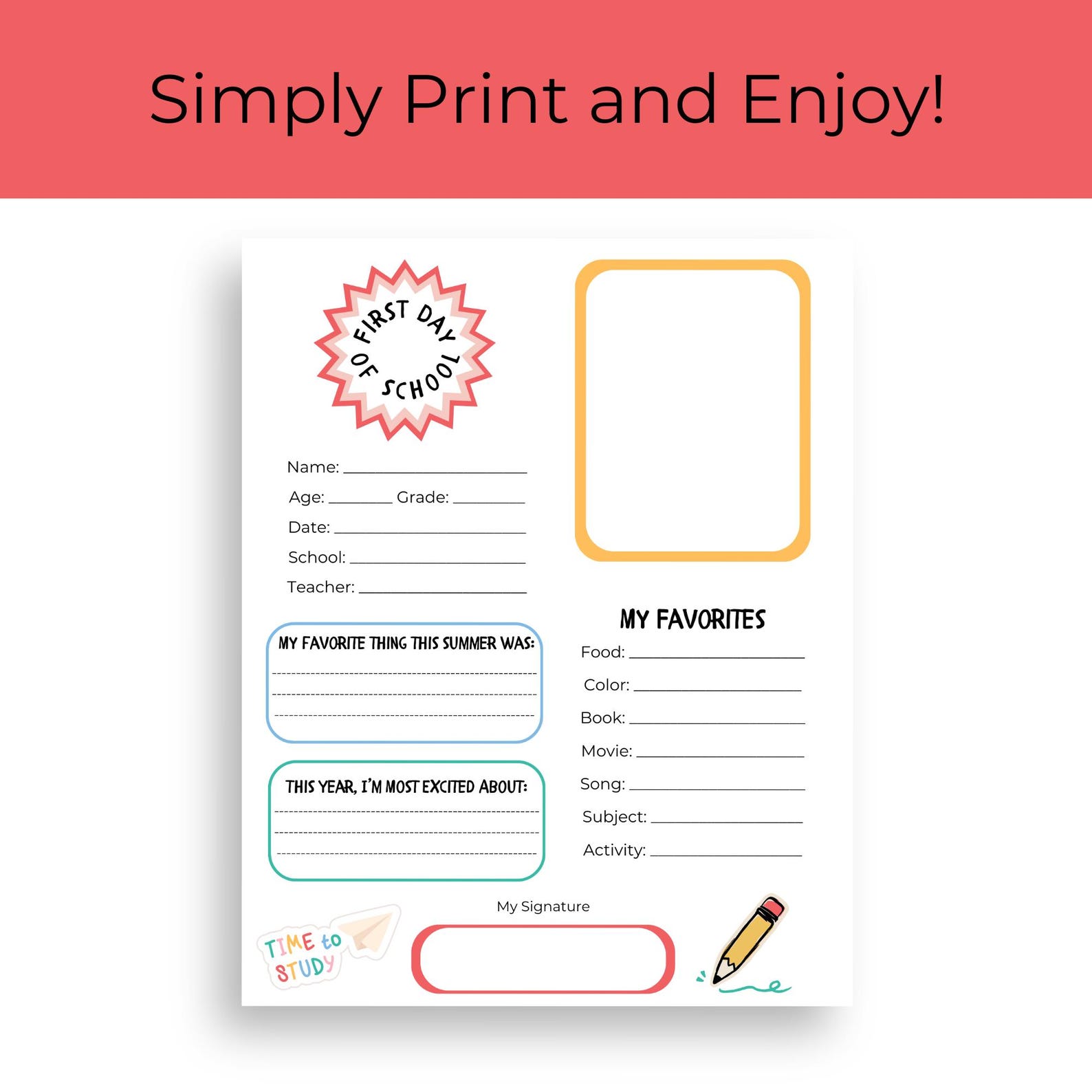First Day of School Interview Questions | First Day of School Activity ...