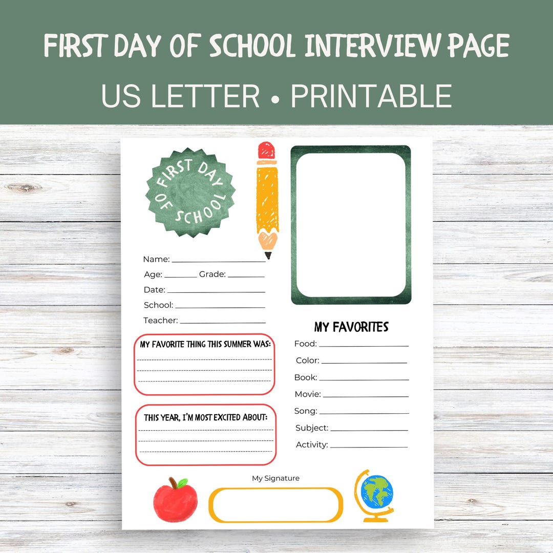First Day of School Interview Questions | First Day of School Activity ...