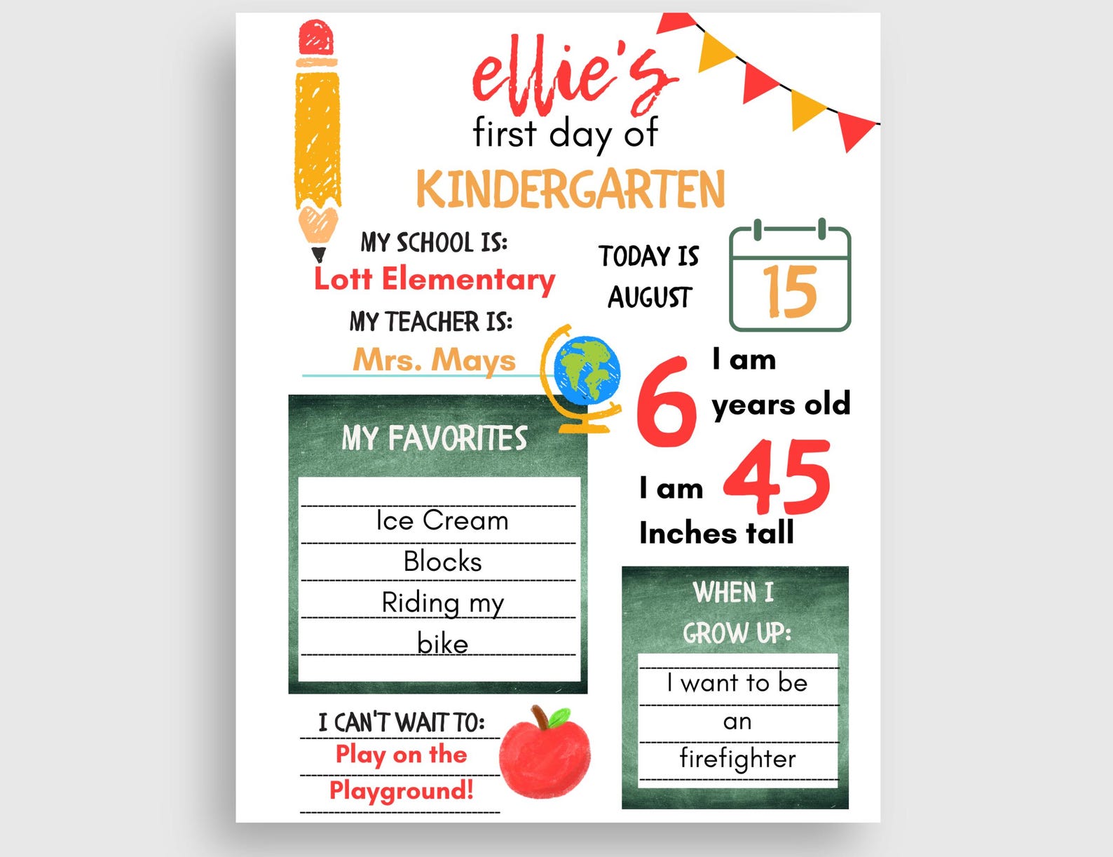 First and Last Day of School Printable Sign Editable Kids Back to ...
