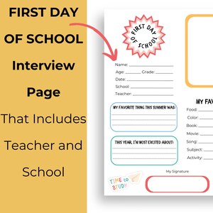 First Day of School Interview Questions | First Day of School Activity ...