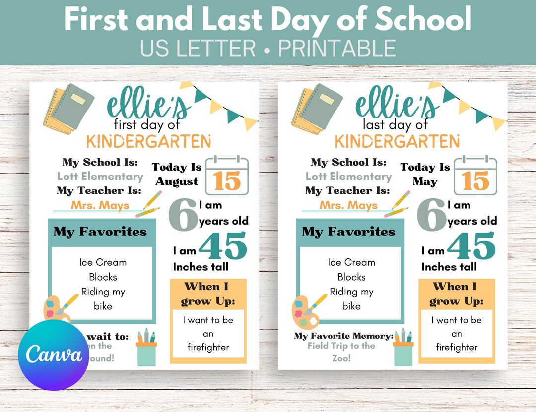First and Last Day of School Printable Sign | Editable Kids Back to ...