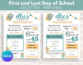 Printable First Day of School Last Day School Printable First Day of ...