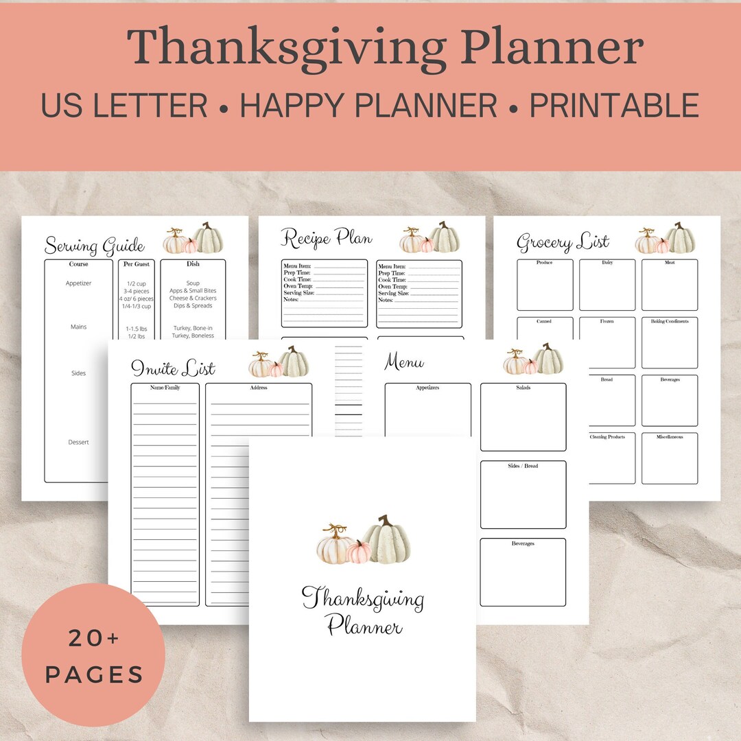 Pastel Thanksgiving Planner Printable| Holiday Planner| Thanksgiving ...
