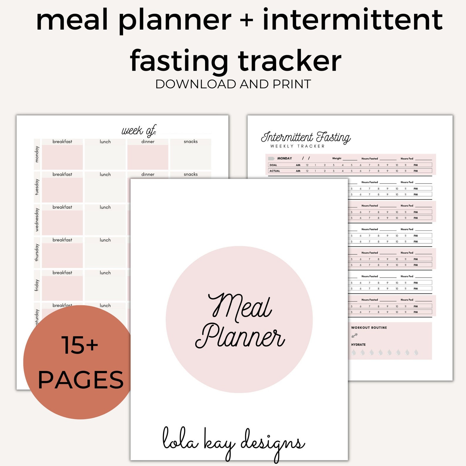 Meal Planner + Intermittent Fasting Tracker| Printable Intermittent ...