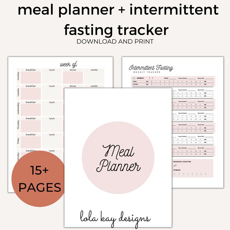 Meal Planner + Intermittent Fasting Tracker| Printable Intermittent ...