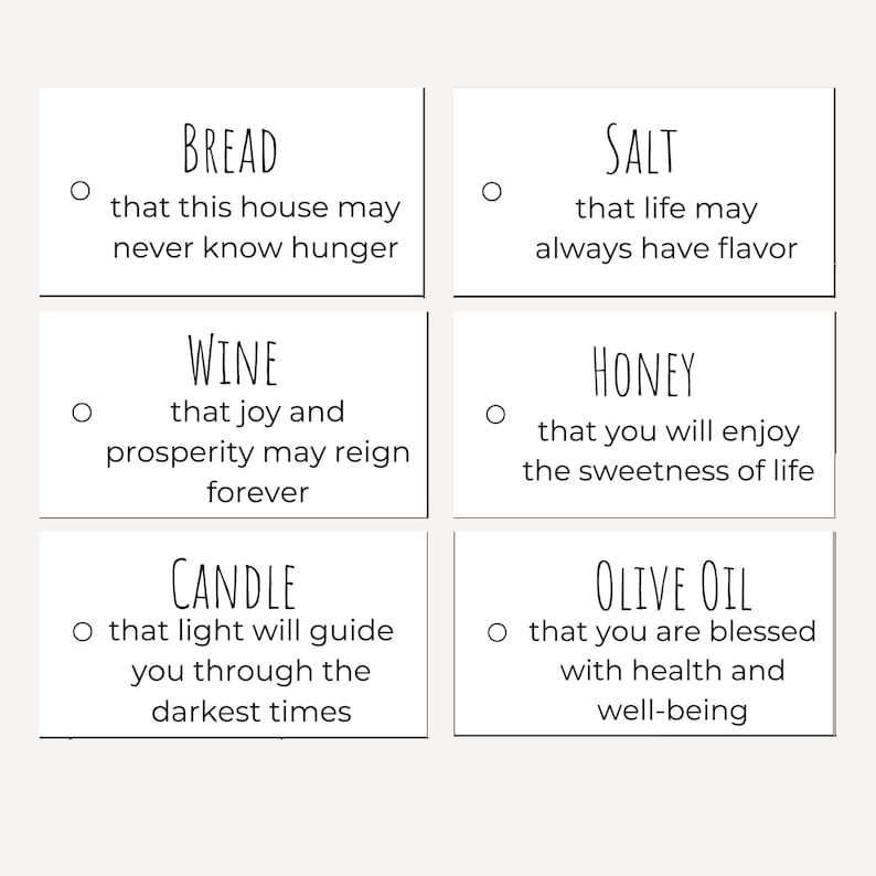 Housewarming Printable| House Blessing Printable| Bread, Salt, Wine ...