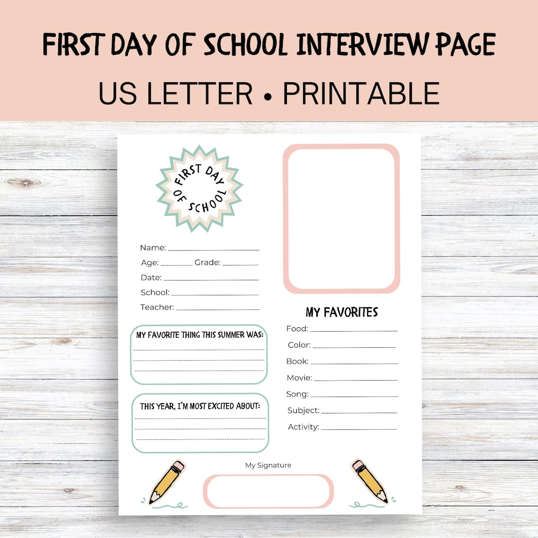 First Day of School Interview Questions | First Day of School Activity ...