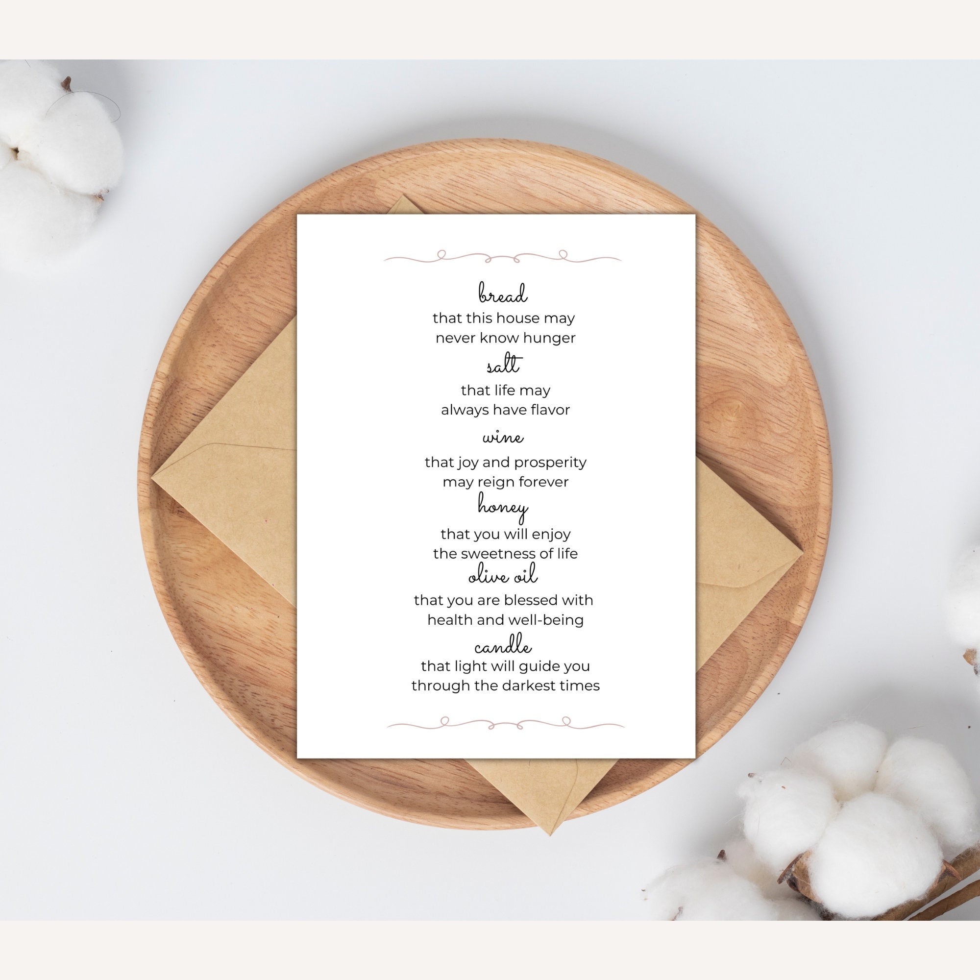 Housewarming Printable| House Blessing Printable| Bread, Salt, Wine ...