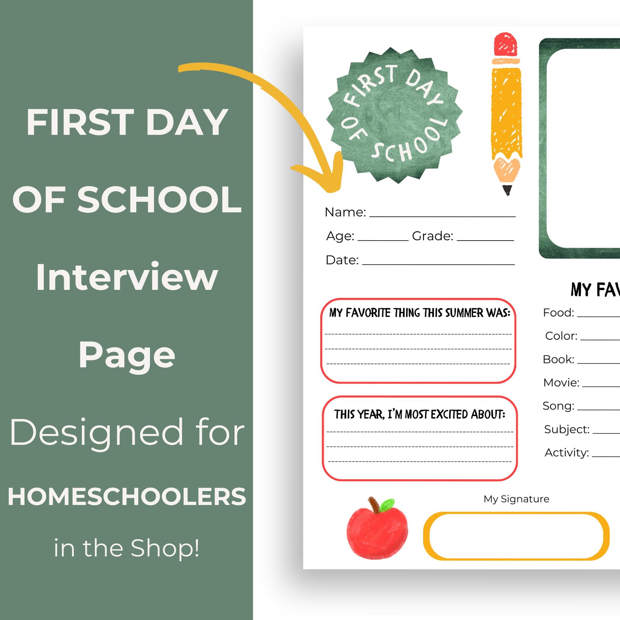 First Day of School Interview Questions | First Day of School Activity ...