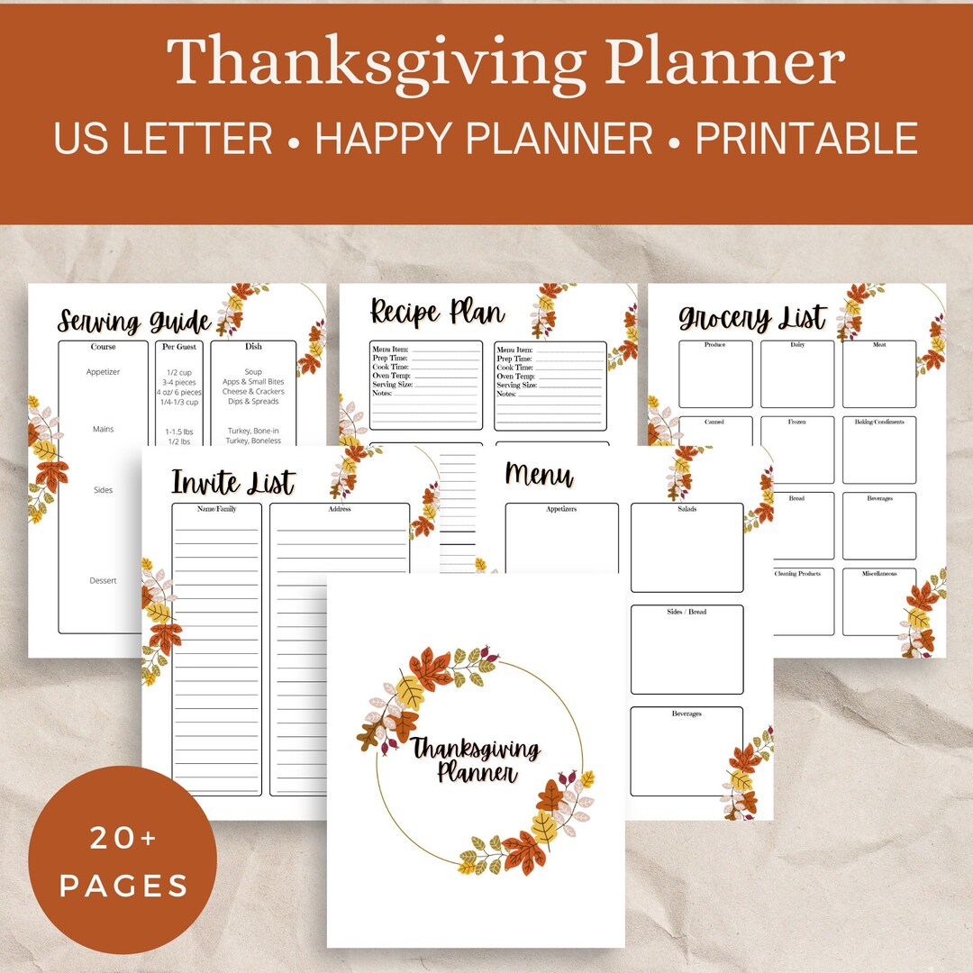 Thanksgiving Planner Printable| Holiday Planner| Thanksgiving Organizer ...