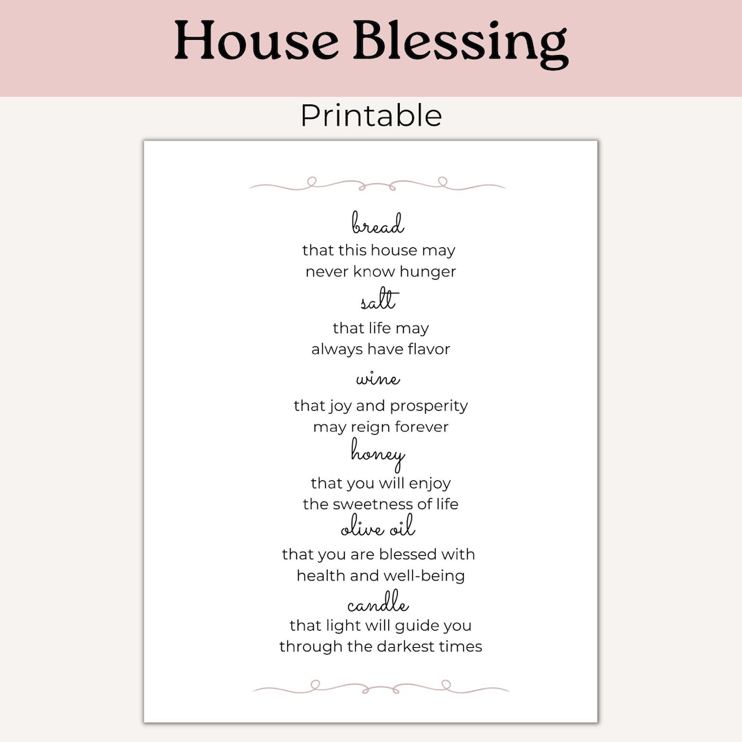 Housewarming Printable| House Blessing Printable| Bread, Salt, Wine ...