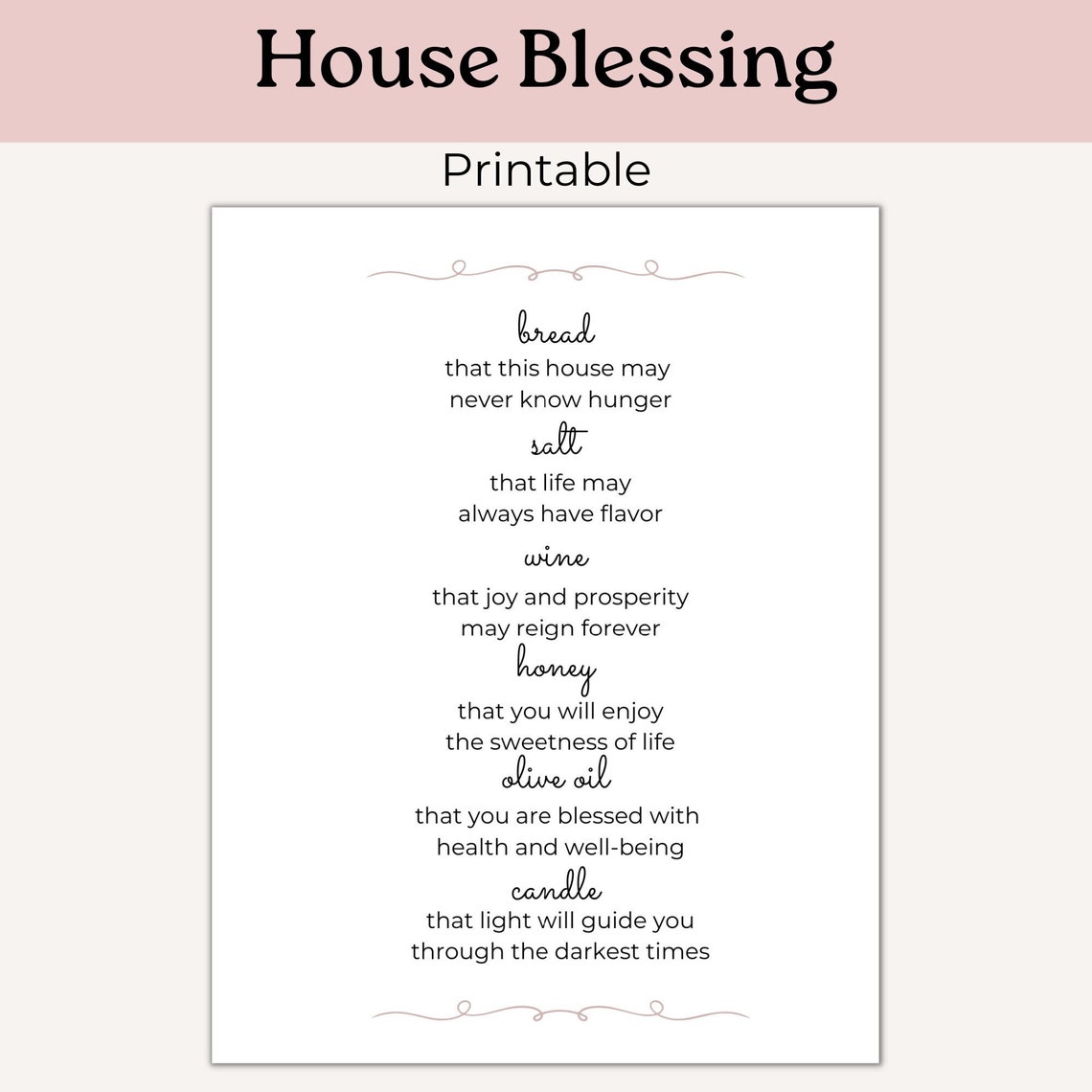 Housewarming Printable House Blessing Printable Bread, Salt, Wine New ...