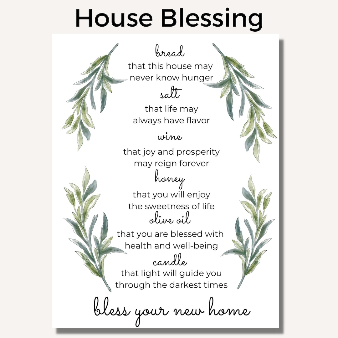 Housewarming Printable| House Blessing Printable| Bread, Salt, Wine ...