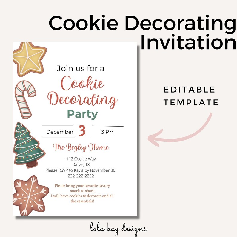 Christmas Cookie Decorating Party Editable Template| Instant Download ...
