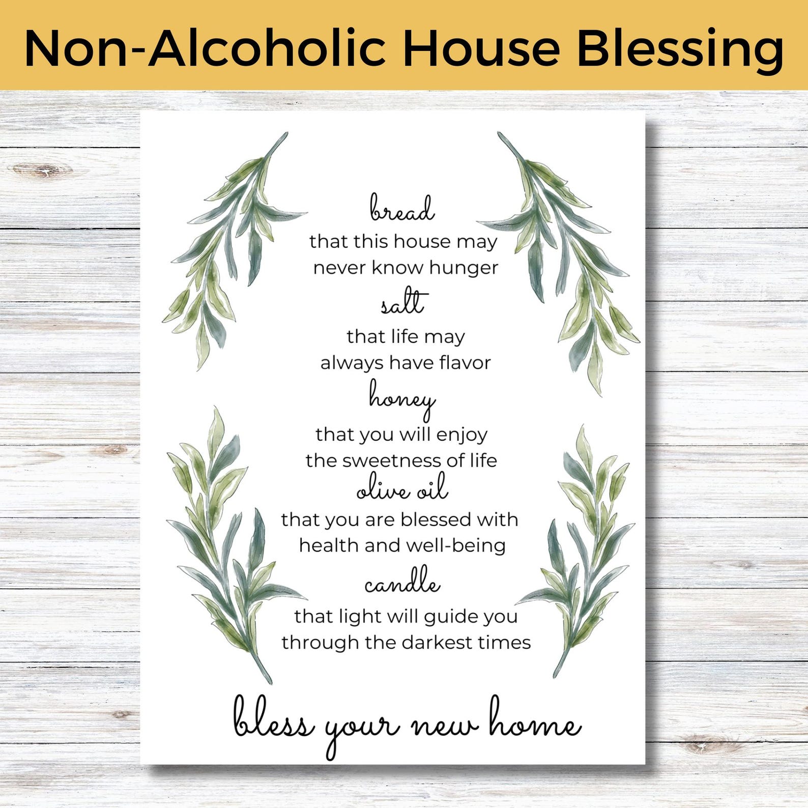 Non-alcoholic Housewarming Printable| House Blessing Printable| Bread ...