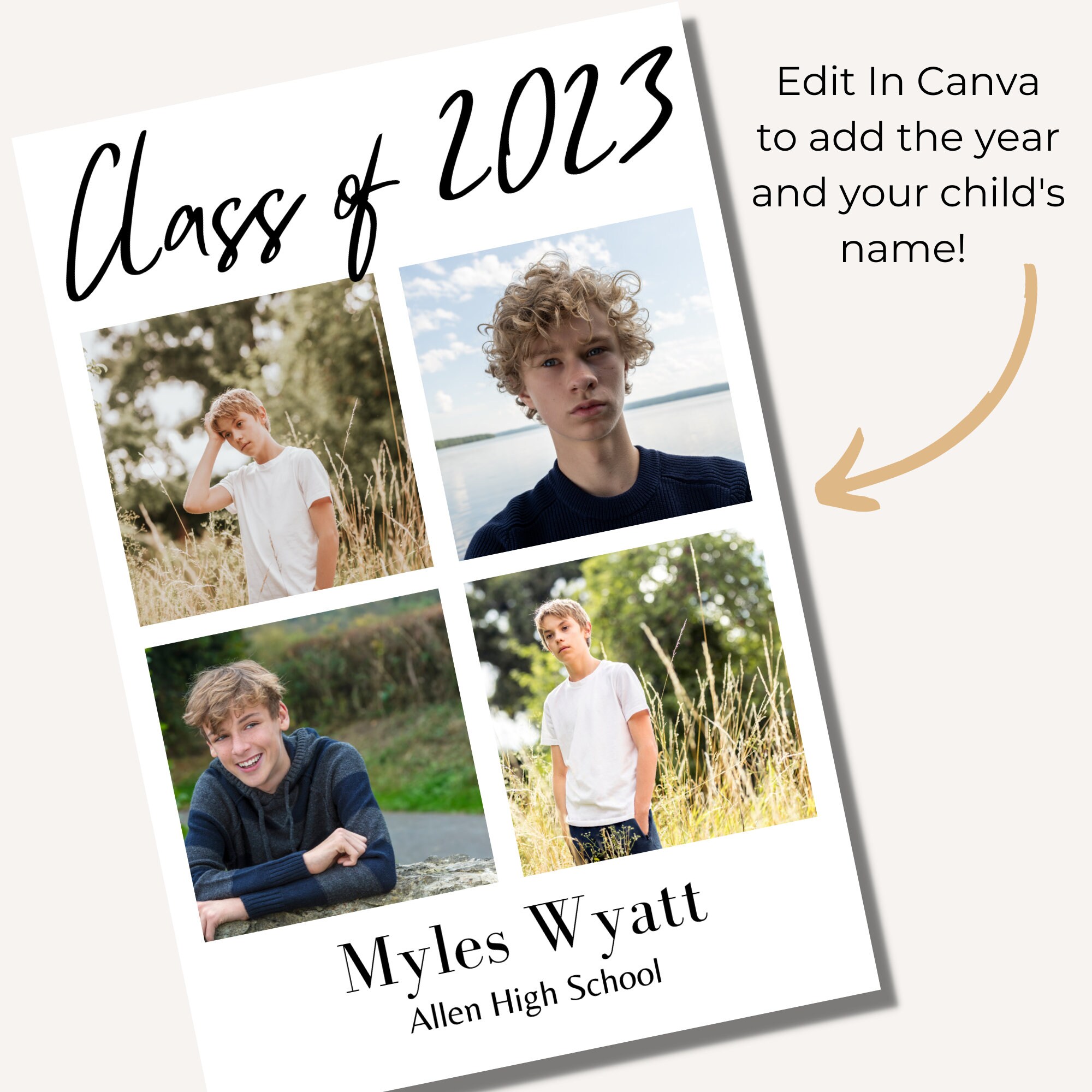 Custom Graduation Announcement Card Template Personalized Grad Card DIY ...
