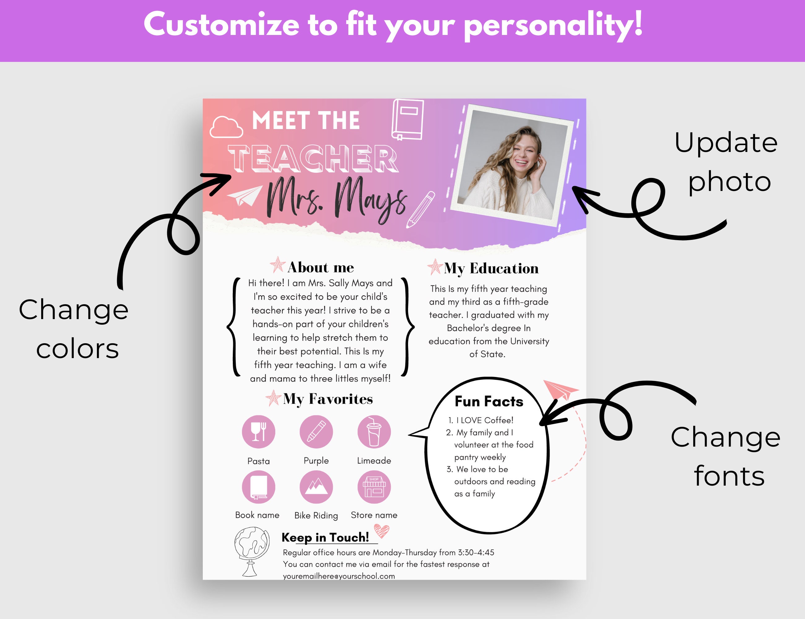 Meet the Teacher Template About Me Back to School Flyer Back to School ...