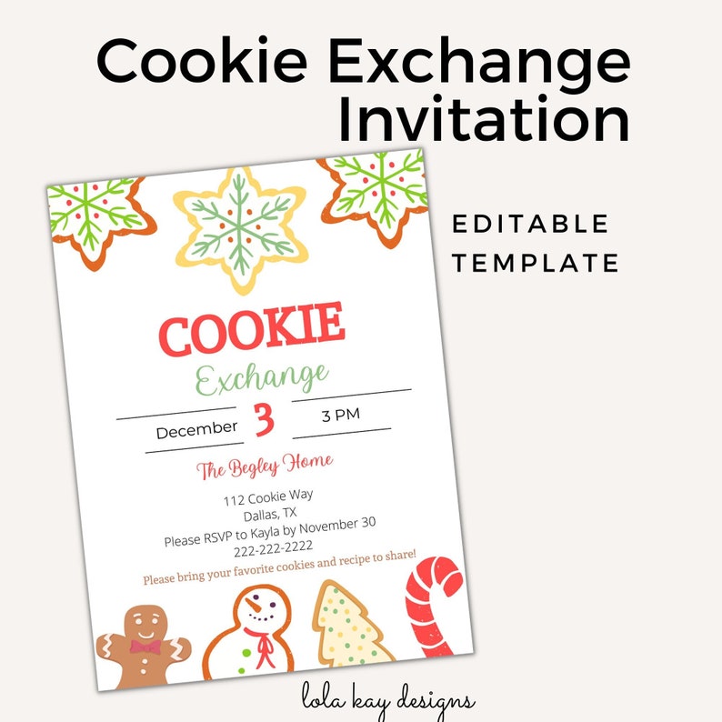 Christmas Cookie Exchange Party Invitation| Editable Template| Instant ...