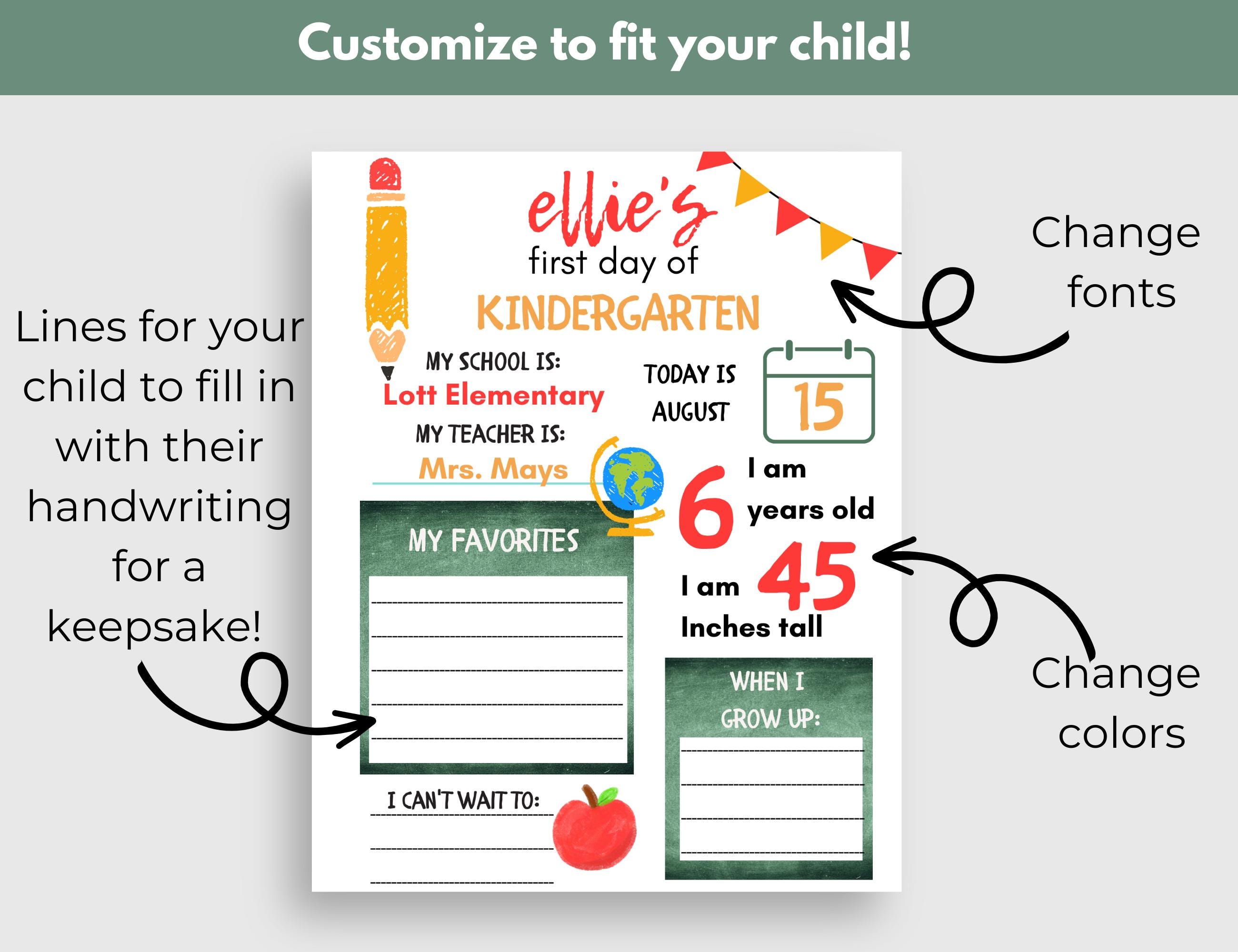 First and Last Day of School Printable Sign Editable Kids Back to ...