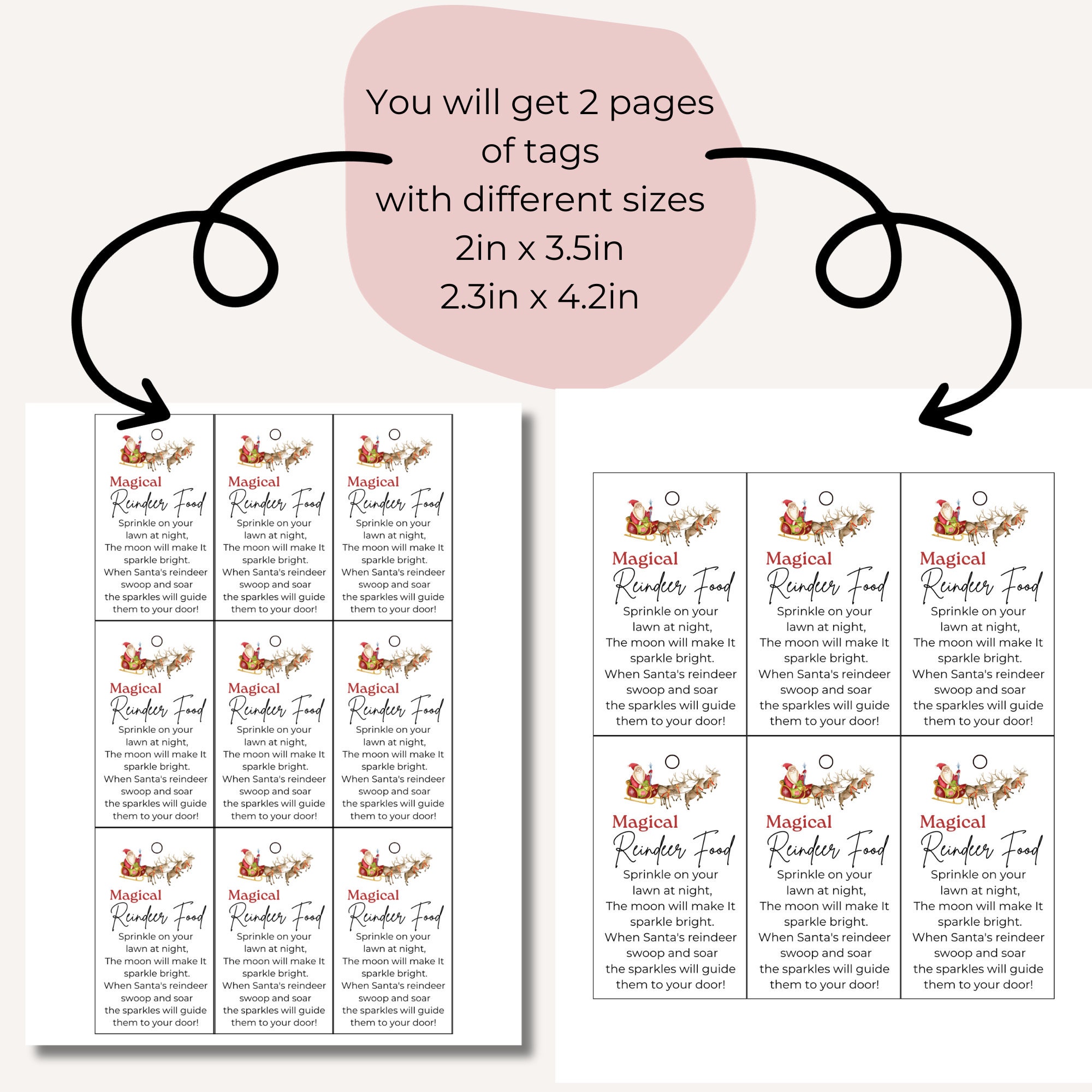 Printable Magic Reindeer Food Label| Reindeer Food Tags| Instant ...