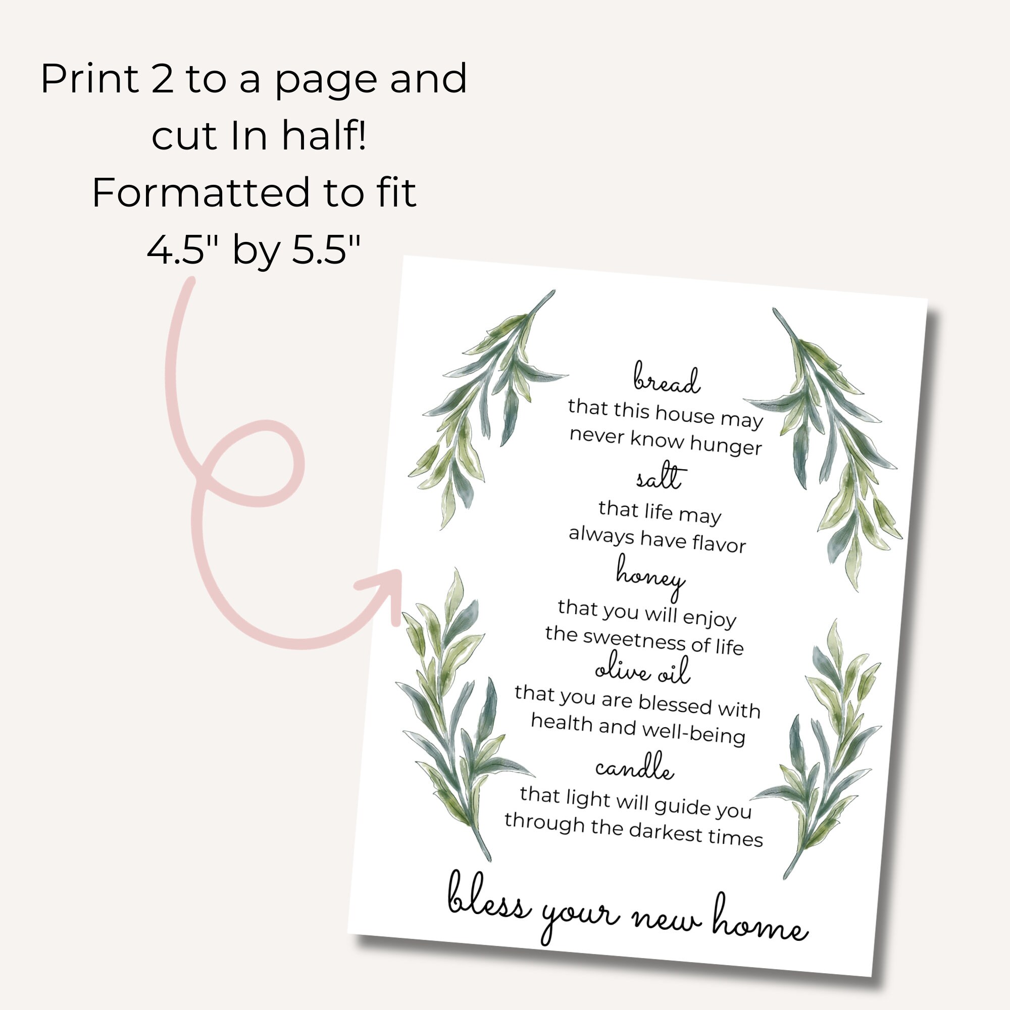 Non-alcoholic Housewarming Printable| House Blessing Printable| Bread ...