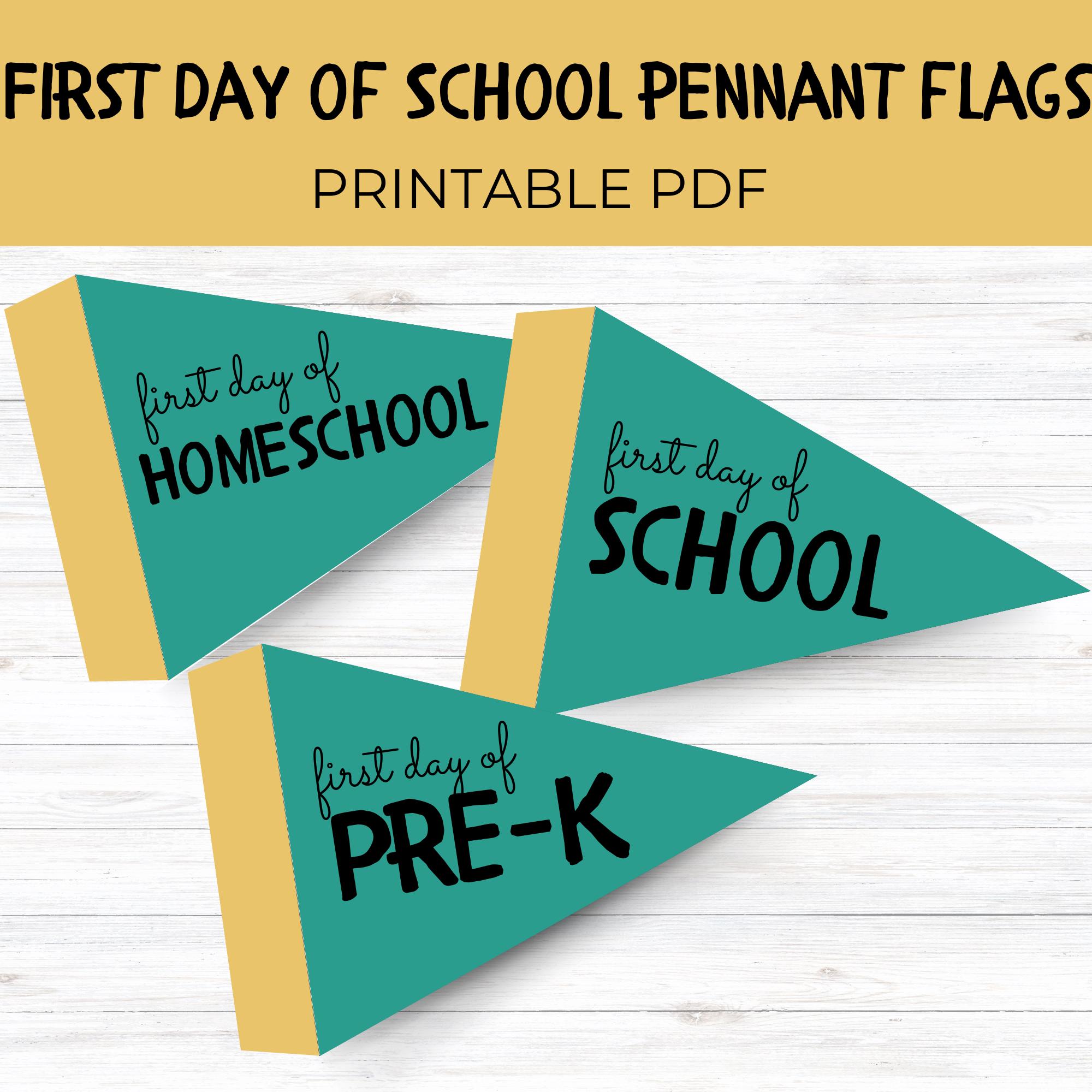 DIY First Day of School Pennant Flags | First Day of School Photo Prop ...