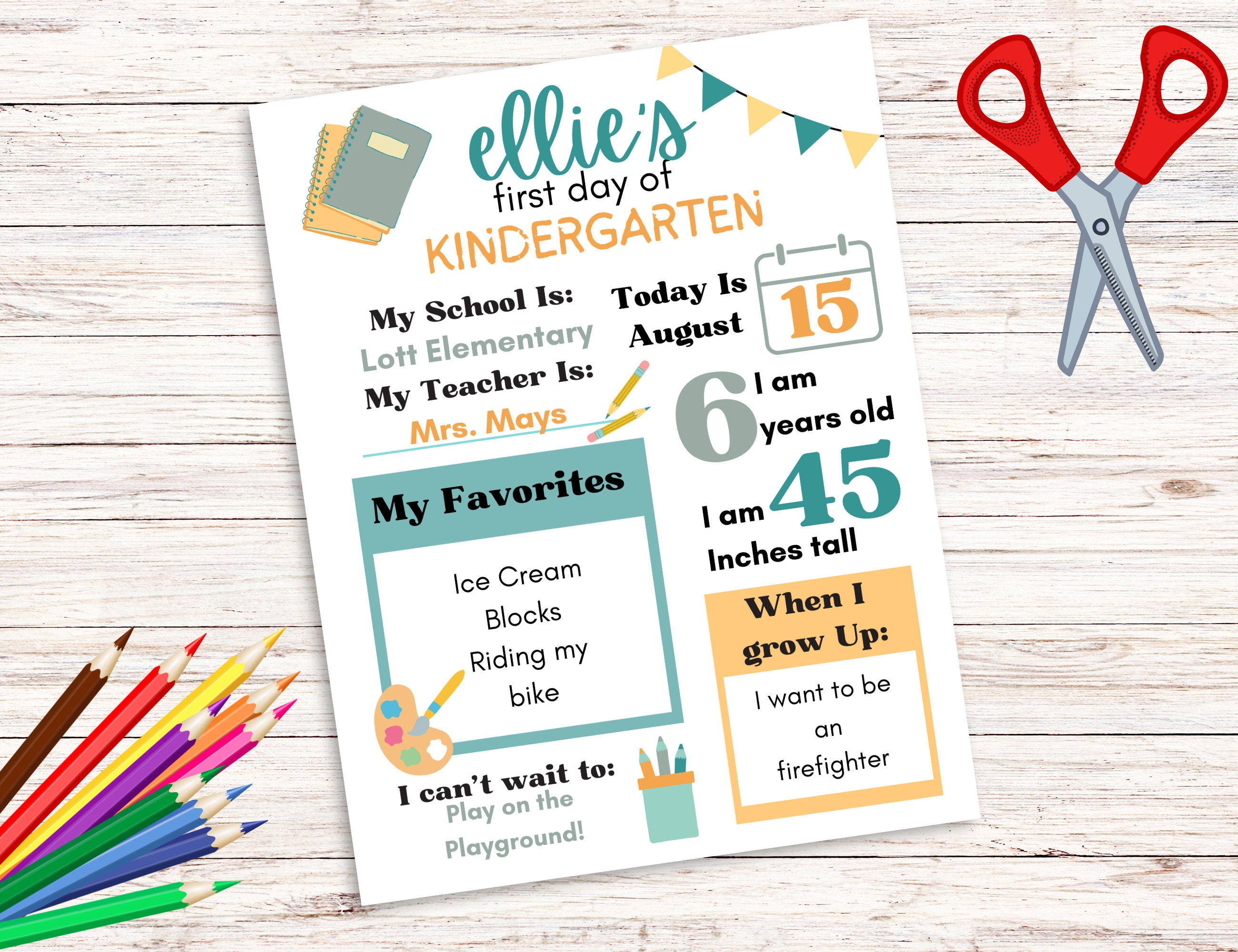 First Day of School Printable Sign Editable Kids Back to School Sign ...